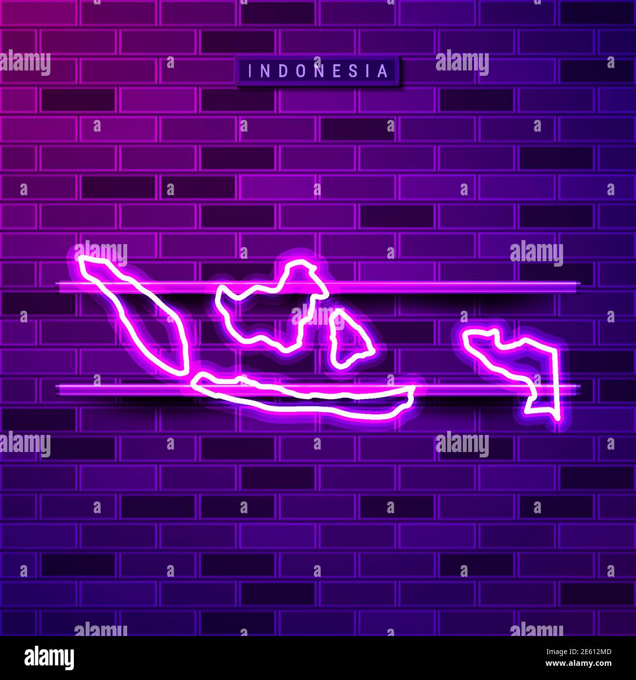 Indonesia map glowing neon lamp sign. Realistic vector illustration ...