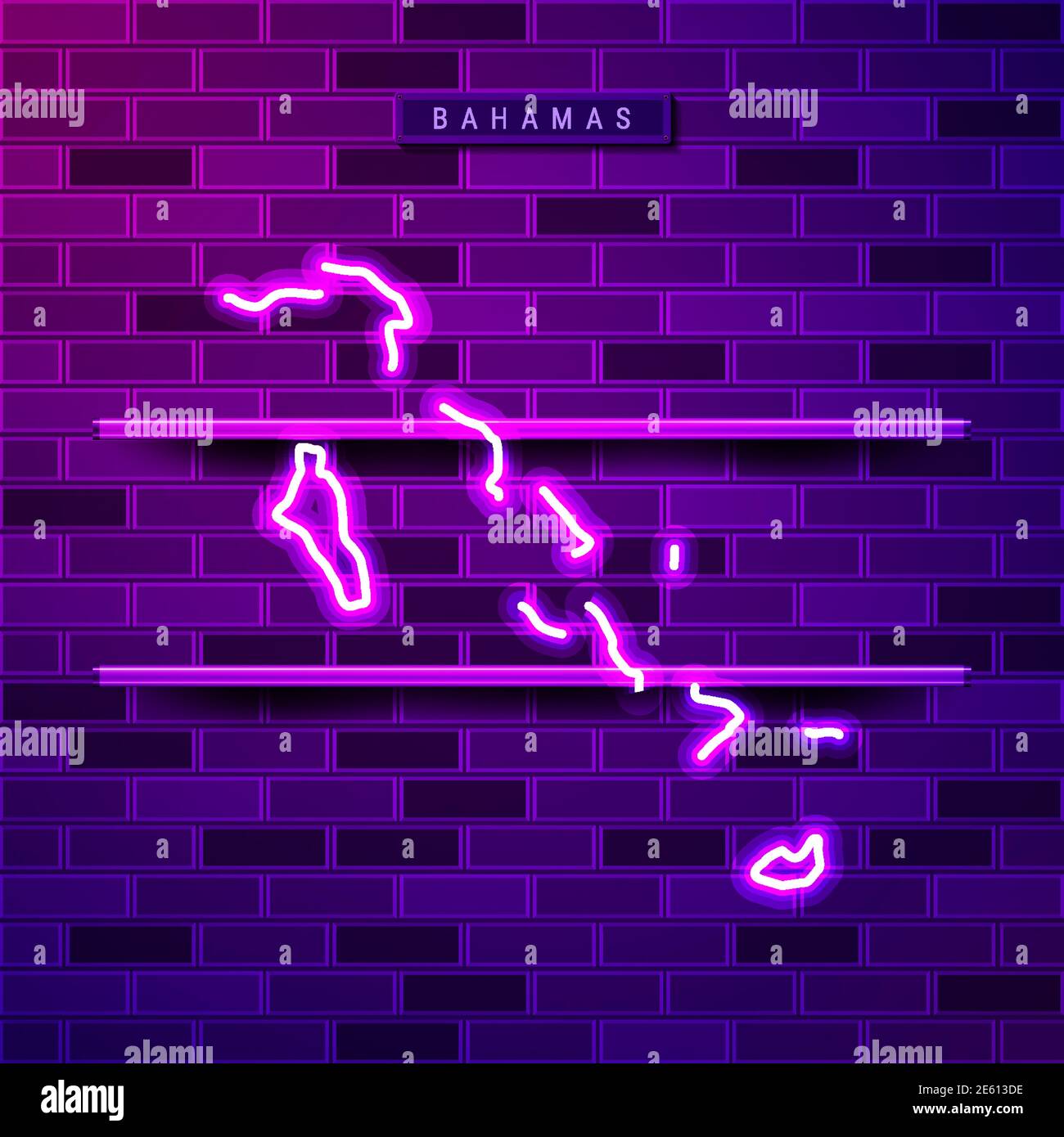 Bahamas map glowing neon lamp sign. Realistic vector illustration ...