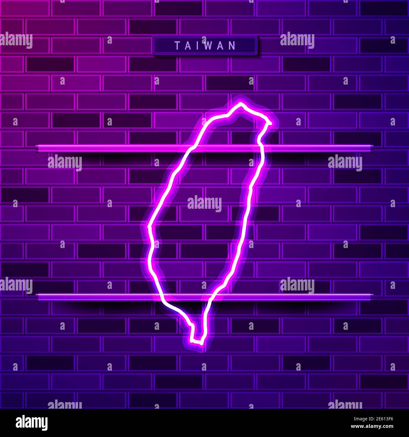Taiwan map glowing neon lamp sign. Realistic vector illustration ...