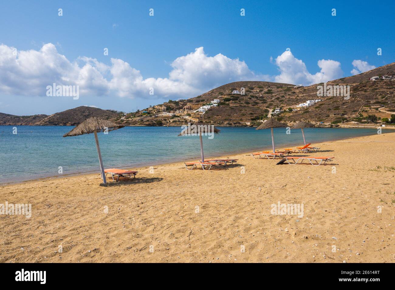 Yialos beach (or Gialos), the main beach at the port in Ios. Cyclades ...