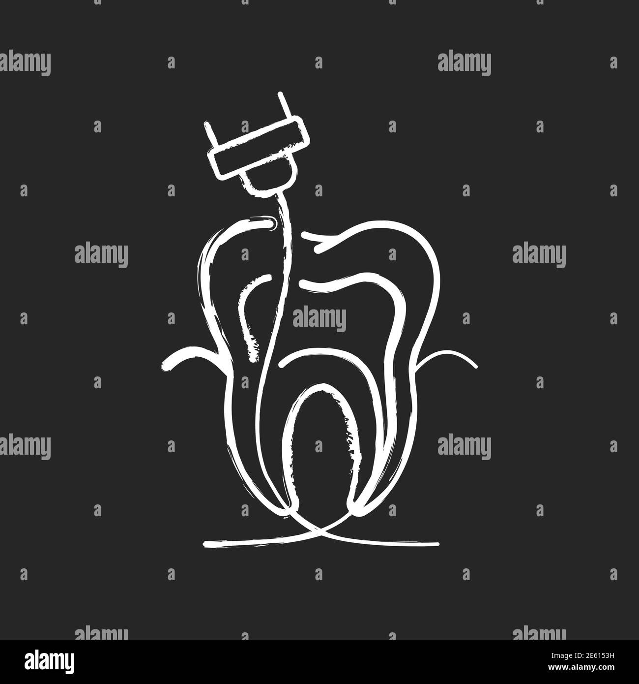 Endodontics chalk white icon on black background Stock Vector Image ...