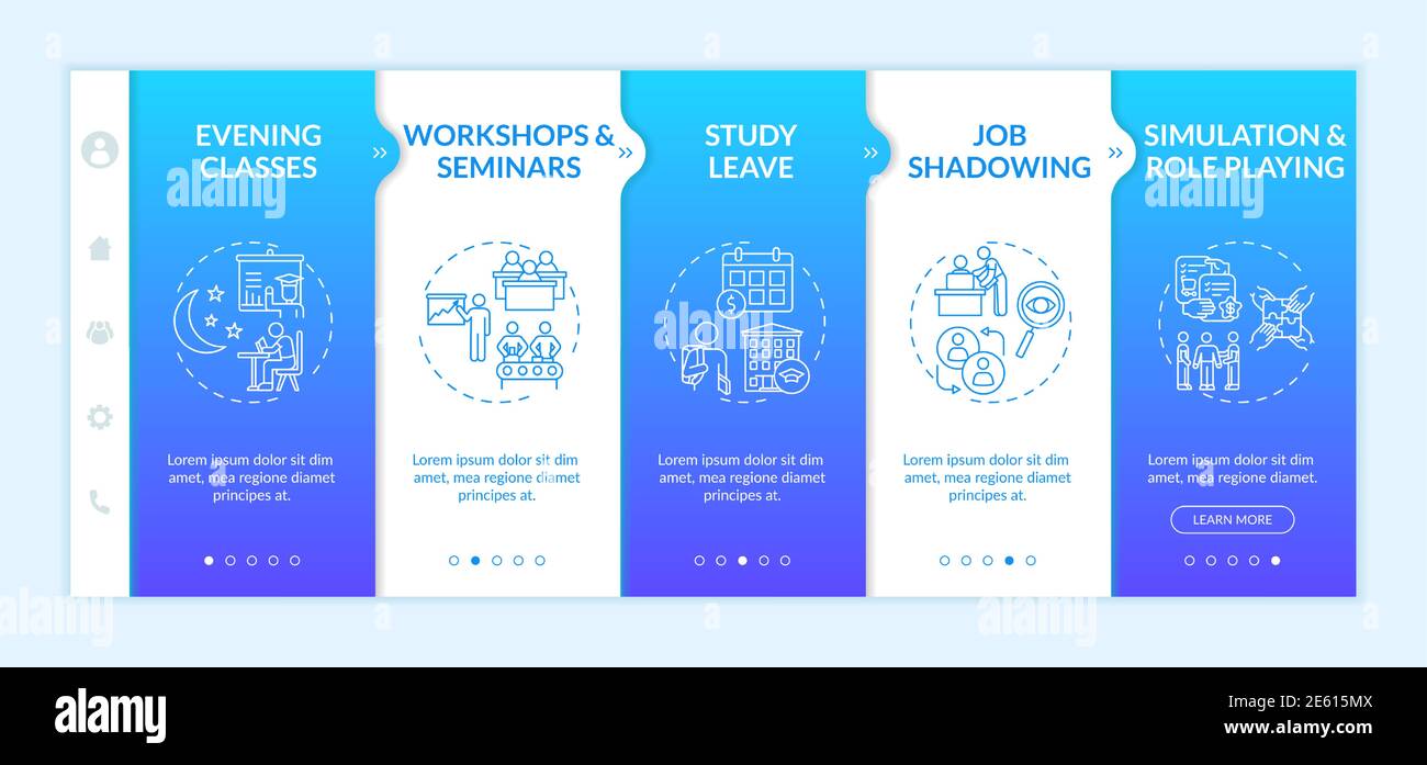 Employee training and development types onboarding vector template ...