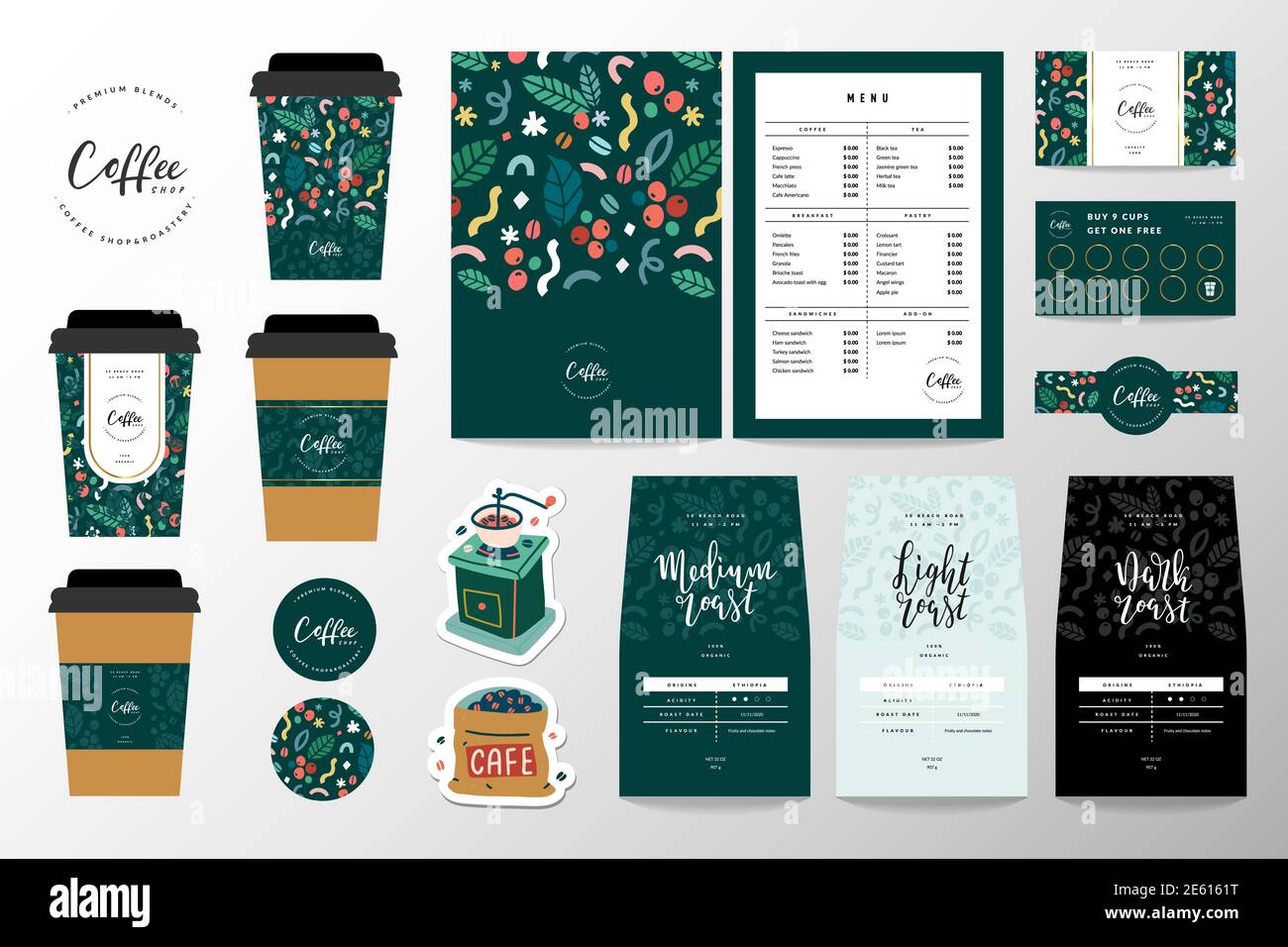 Coffee branding identity set for coffee shop or cafe. Collection of ...