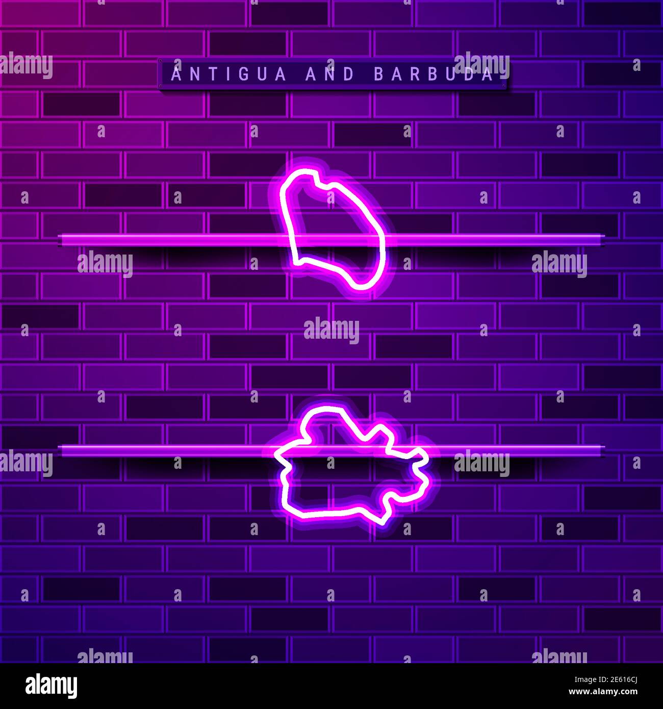 Antigua and Barbuda map glowing neon lamp sign. Realistic vector ...