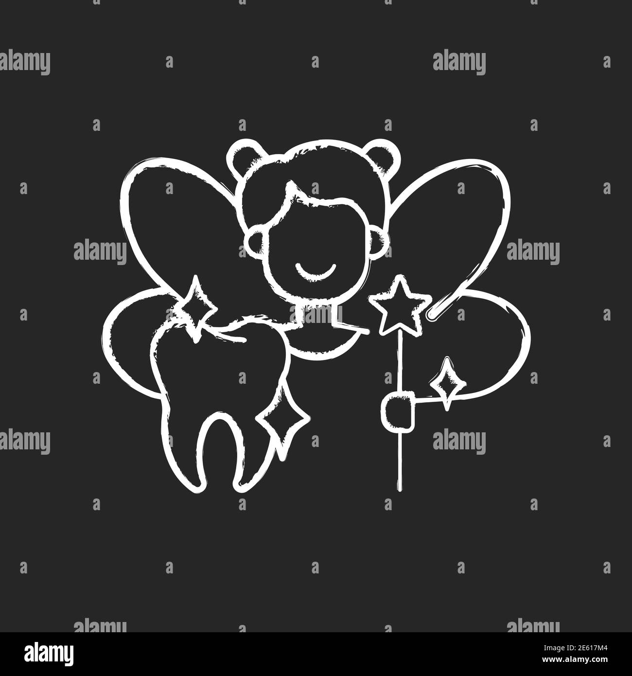 Pediatric dentistry chalk white icon on black background Stock Vector ...