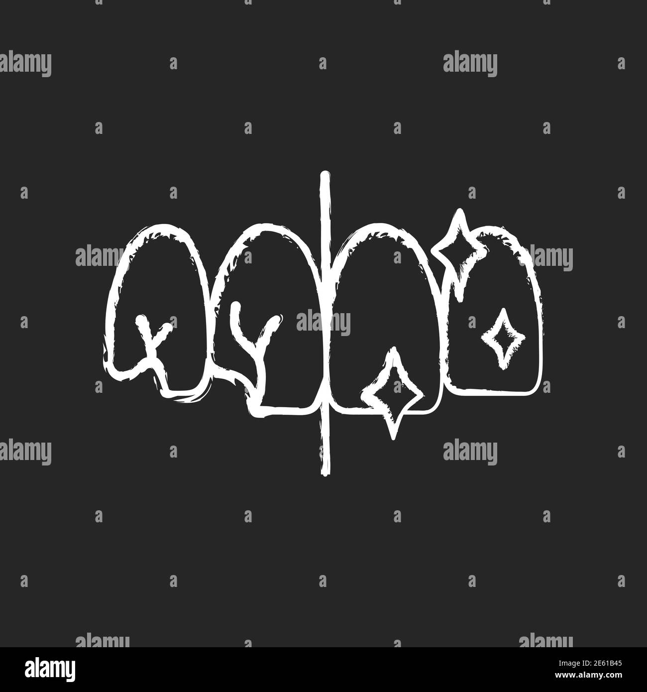 Tooth restoration chalk white icon on black background Stock Vector ...