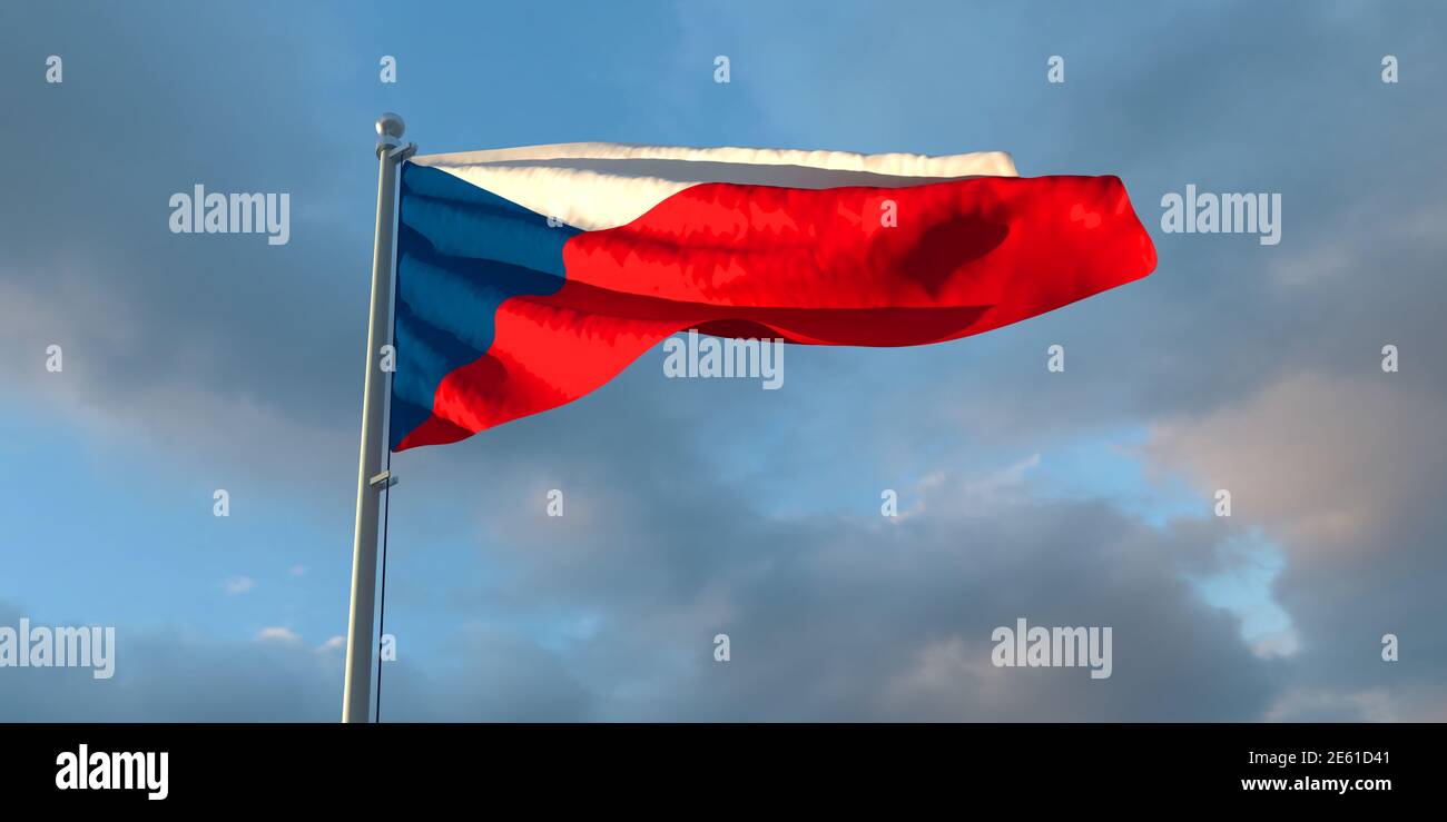 Blue sky background with czechia flag hi-res stock photography and ...