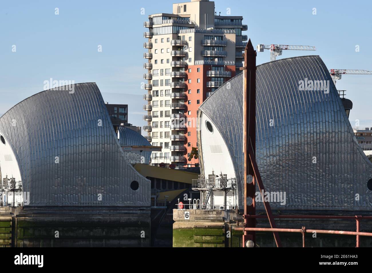 Thames Barrier, London flood defence system Stock Photo - Alamy