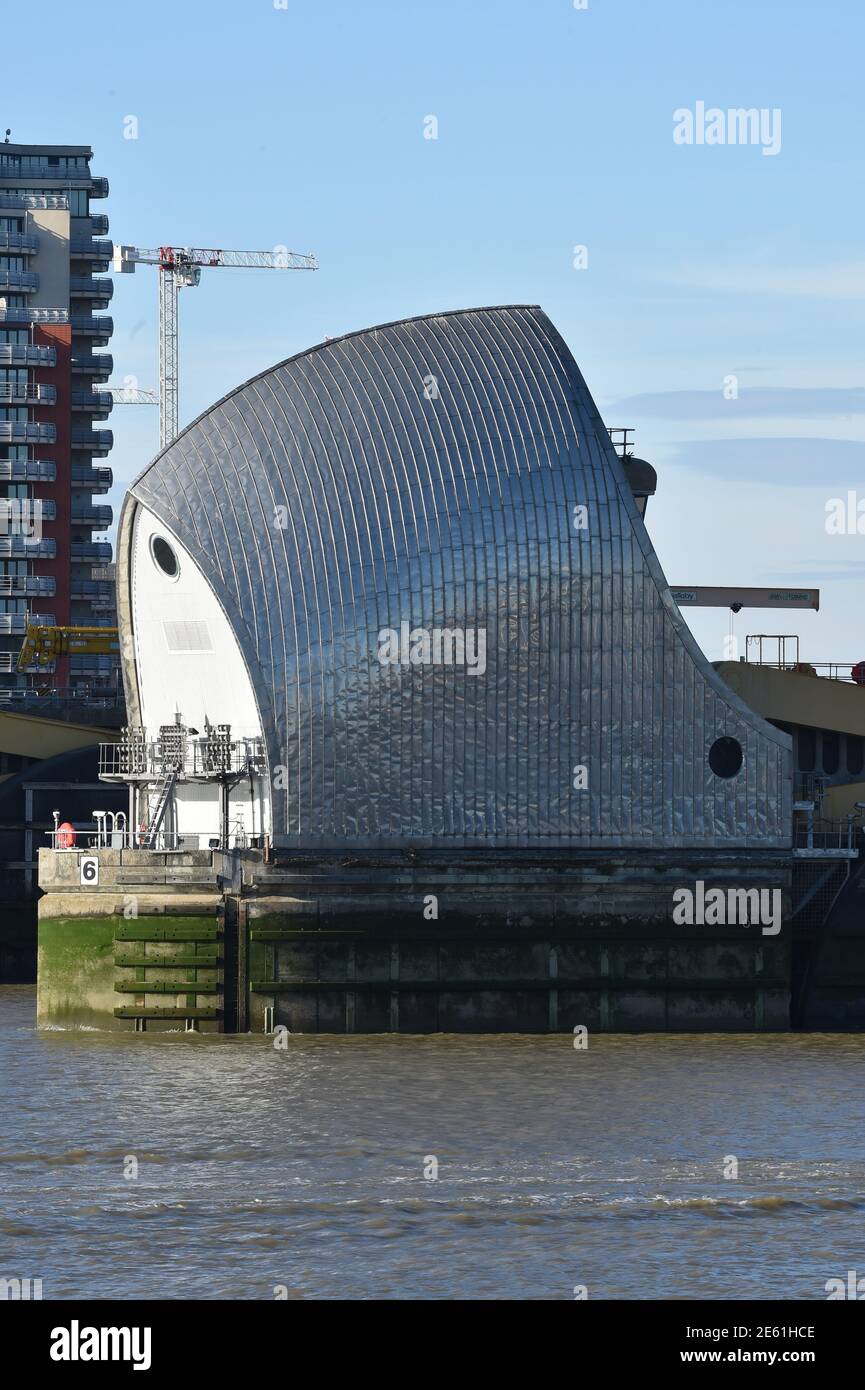 Thames Barrier, London flood defence system Stock Photo - Alamy