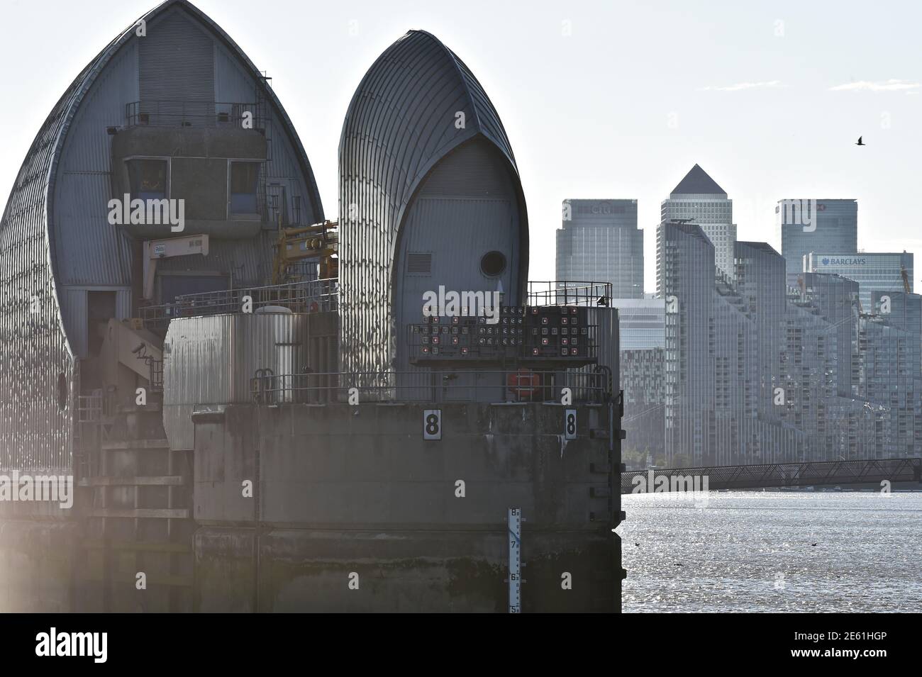 Thames Barrier, London flood defence system Stock Photo - Alamy