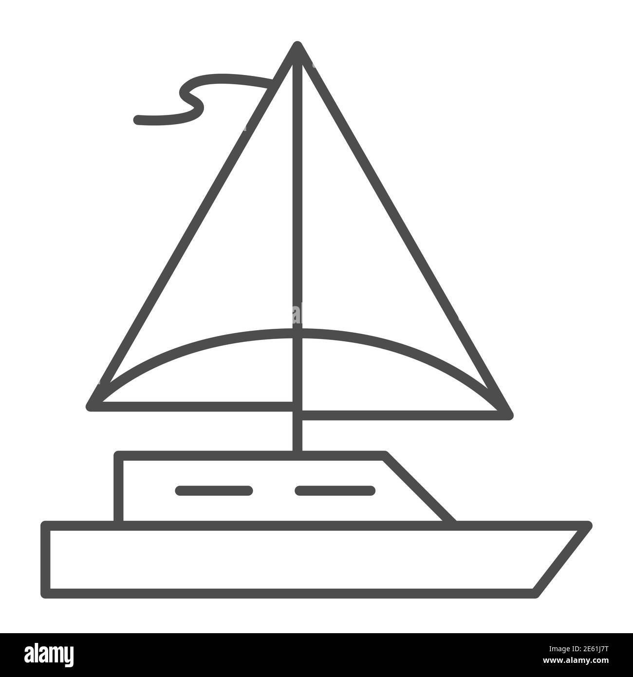 Sailboat thin line icon, sea transport symbol, Sailing ship vector sign ...