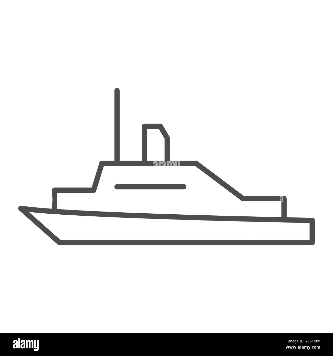 Pleasure boat thin line icon, sea transport symbol, yacht vector sign ...