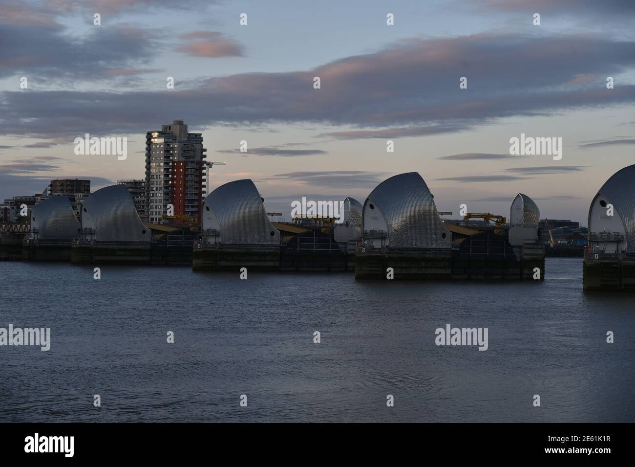 London Flood defence, Thames barrier Stock Photo - Alamy