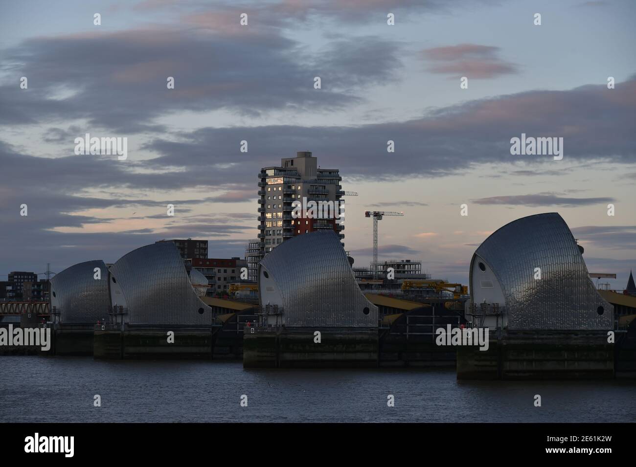 Thames Barrier, London flood defence system Stock Photo - Alamy