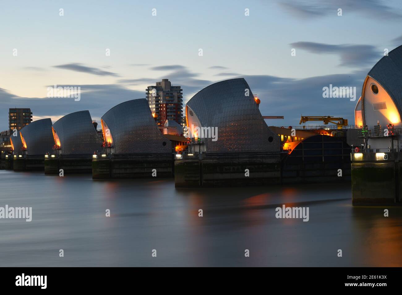 Thames Barrier, London flood defence system Stock Photo - Alamy