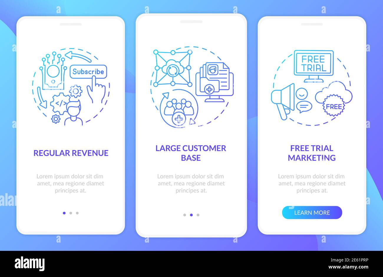 SaaS pluses for developers onboarding mobile app page screen with ...