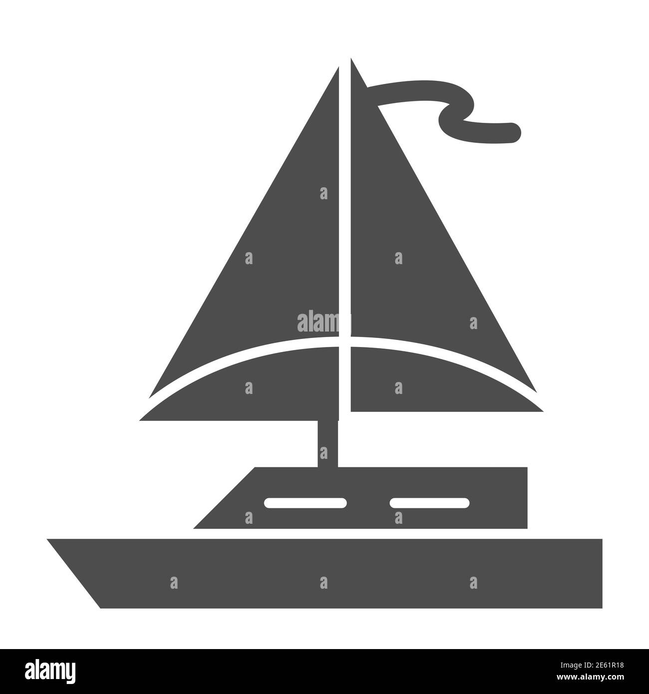 Sailboat solid icon, sea transport symbol, Sailing ship vector sign on ...