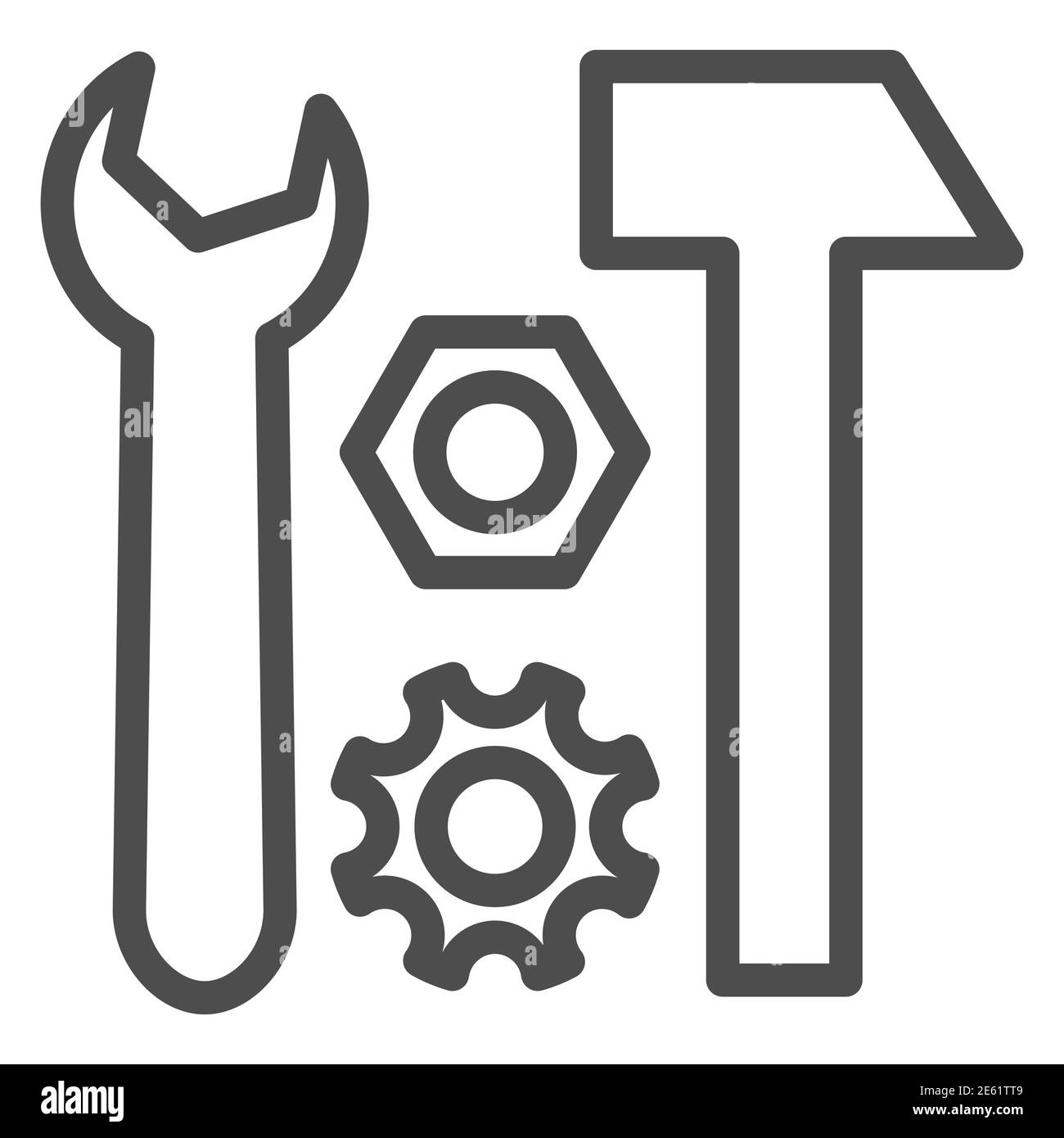 Tools for repair line icon, transport symbol, Hammer and Wrench vector ...