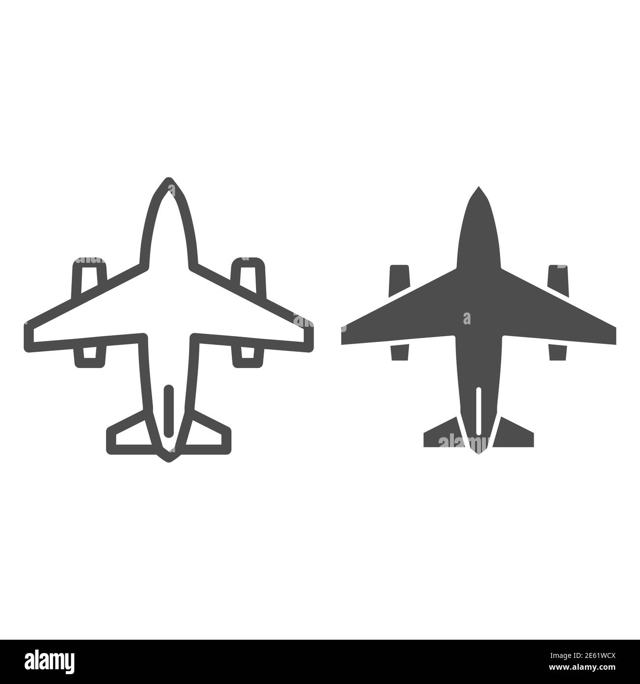 Plane line and solid icon, air transportation symbol, aircraft vector ...