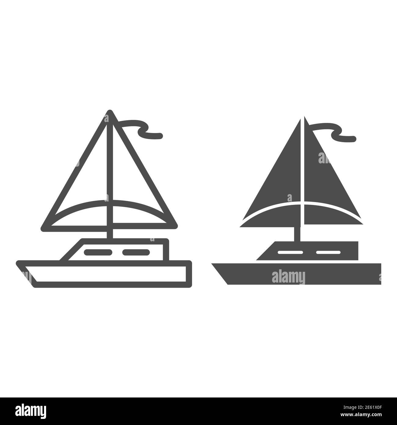 Sailboat line and solid icon, sea transport symbol, Sailing ship vector ...