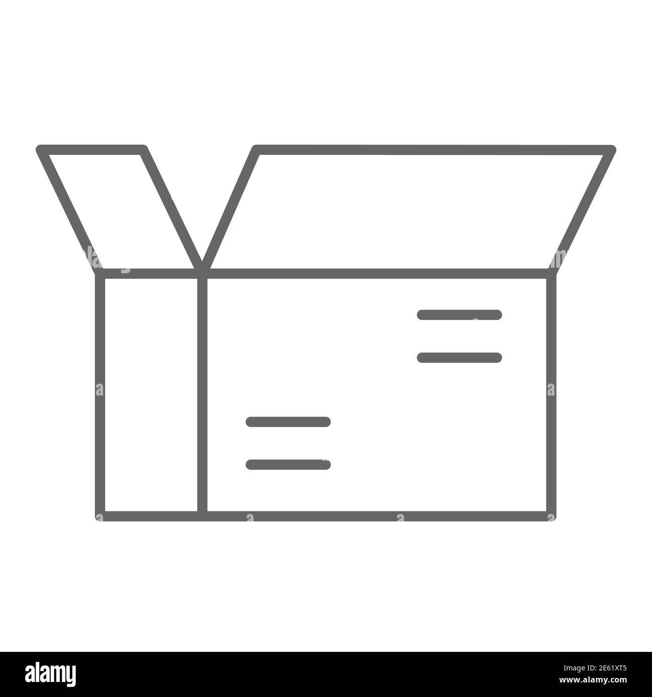 Parcel thin line icon, delivery service symbol, open box vector sign on ...