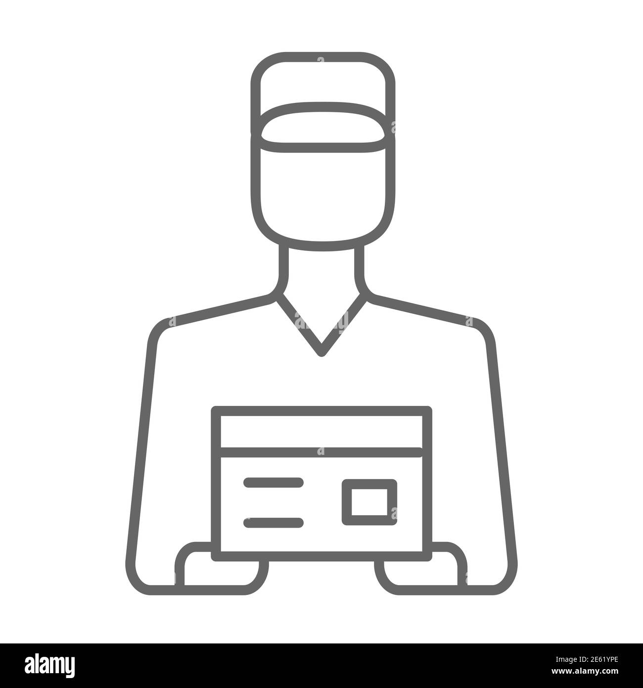 Courier delivery service thin line icon, logistics symbol, Delivery man ...