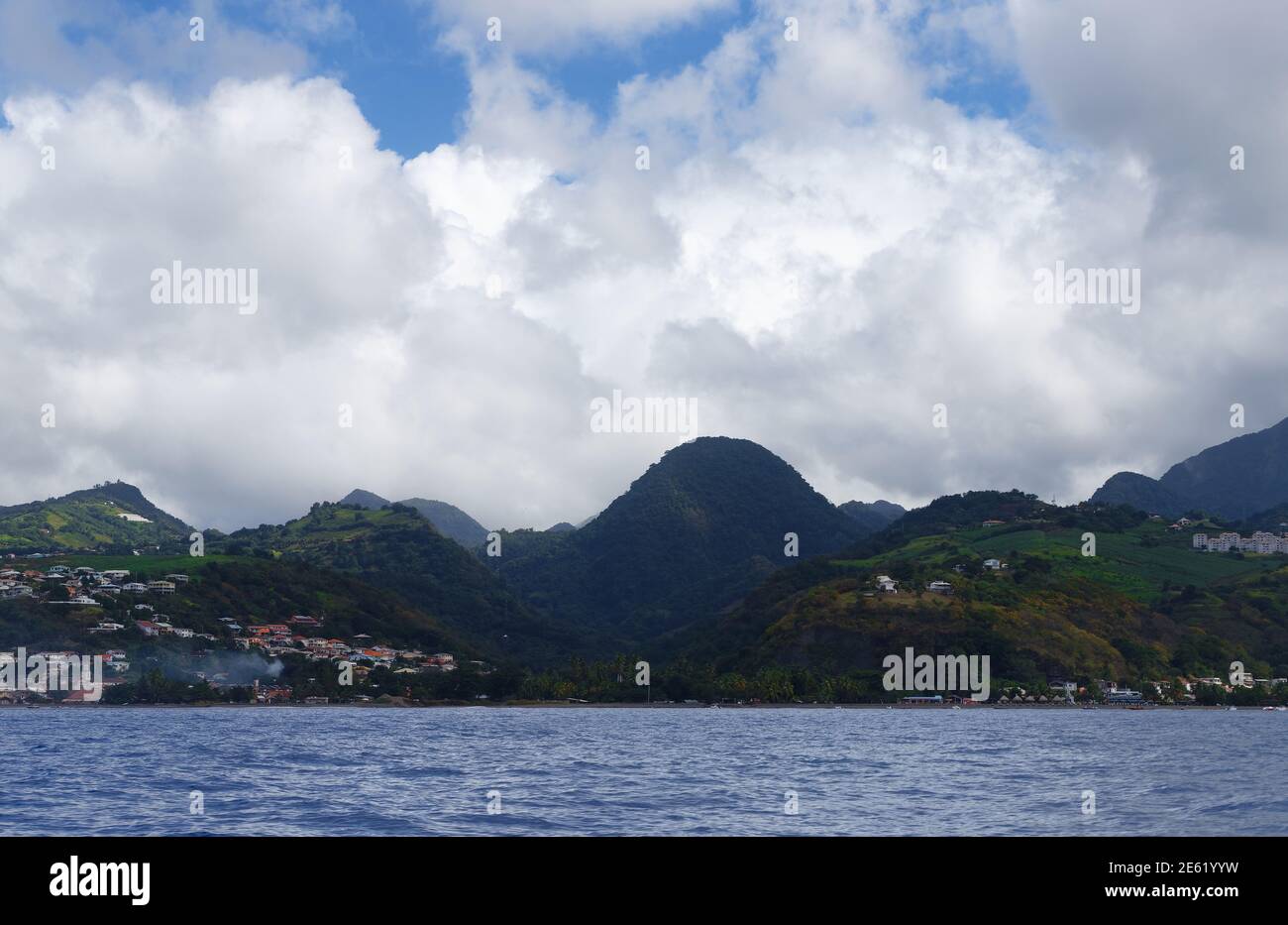 Beautiful seascape of Saint Pierre village in Martinique island Stock ...