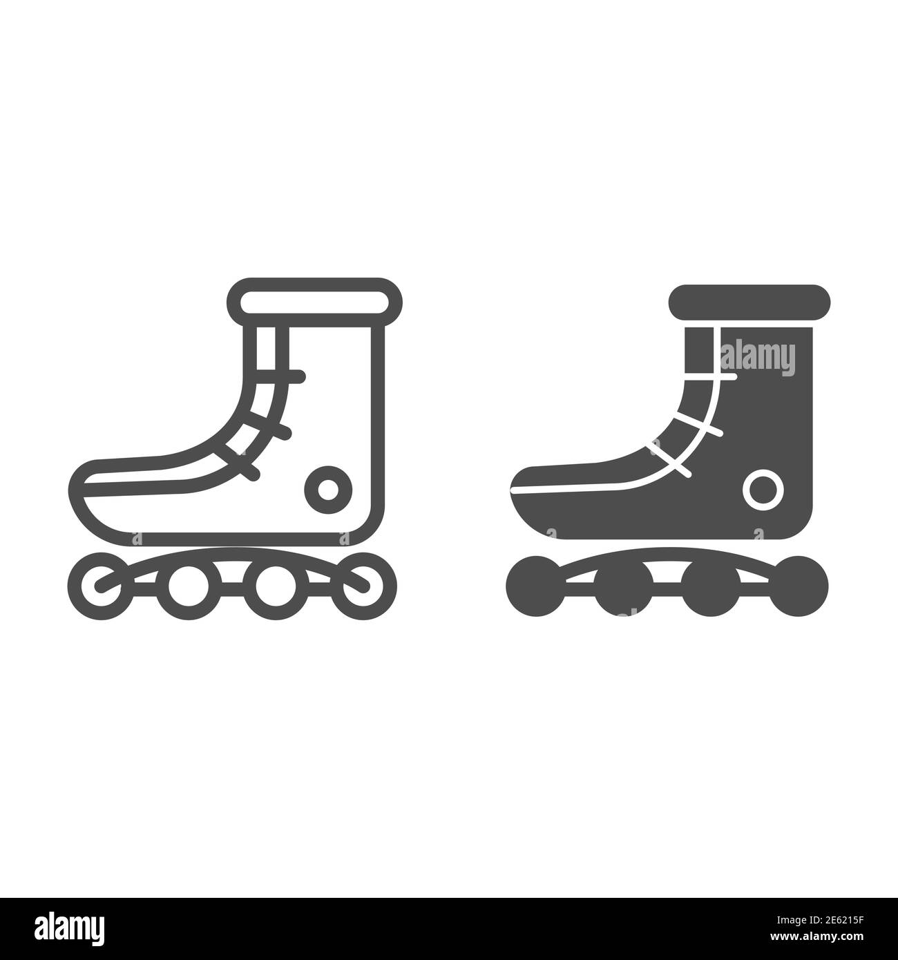 Roller skates line and solid icon, extreme sport activity symbol, retro ...
