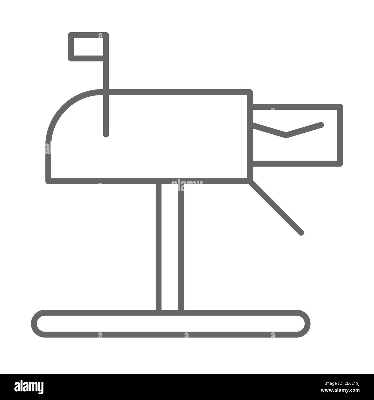 Letter in mailbox thin line icon, delivery service symbol, received ...