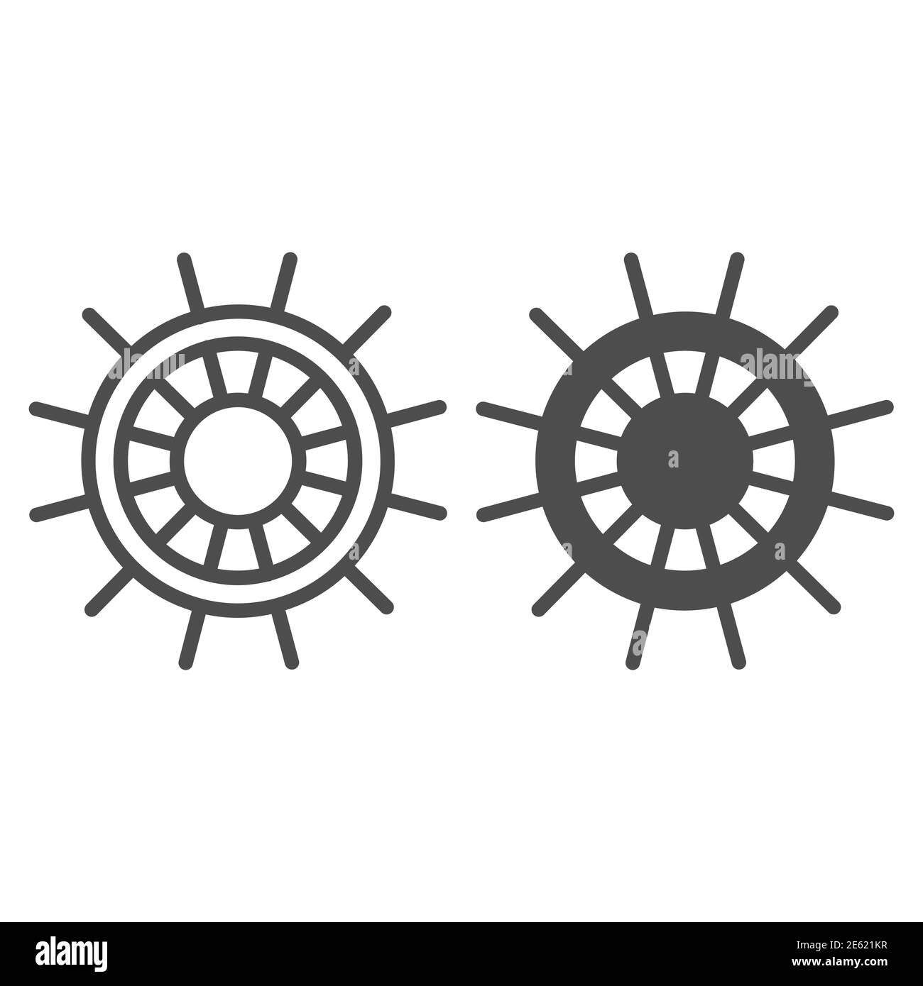 Boat steering wheel line and solid icon, Ship emblem symbol, ship wheel ...