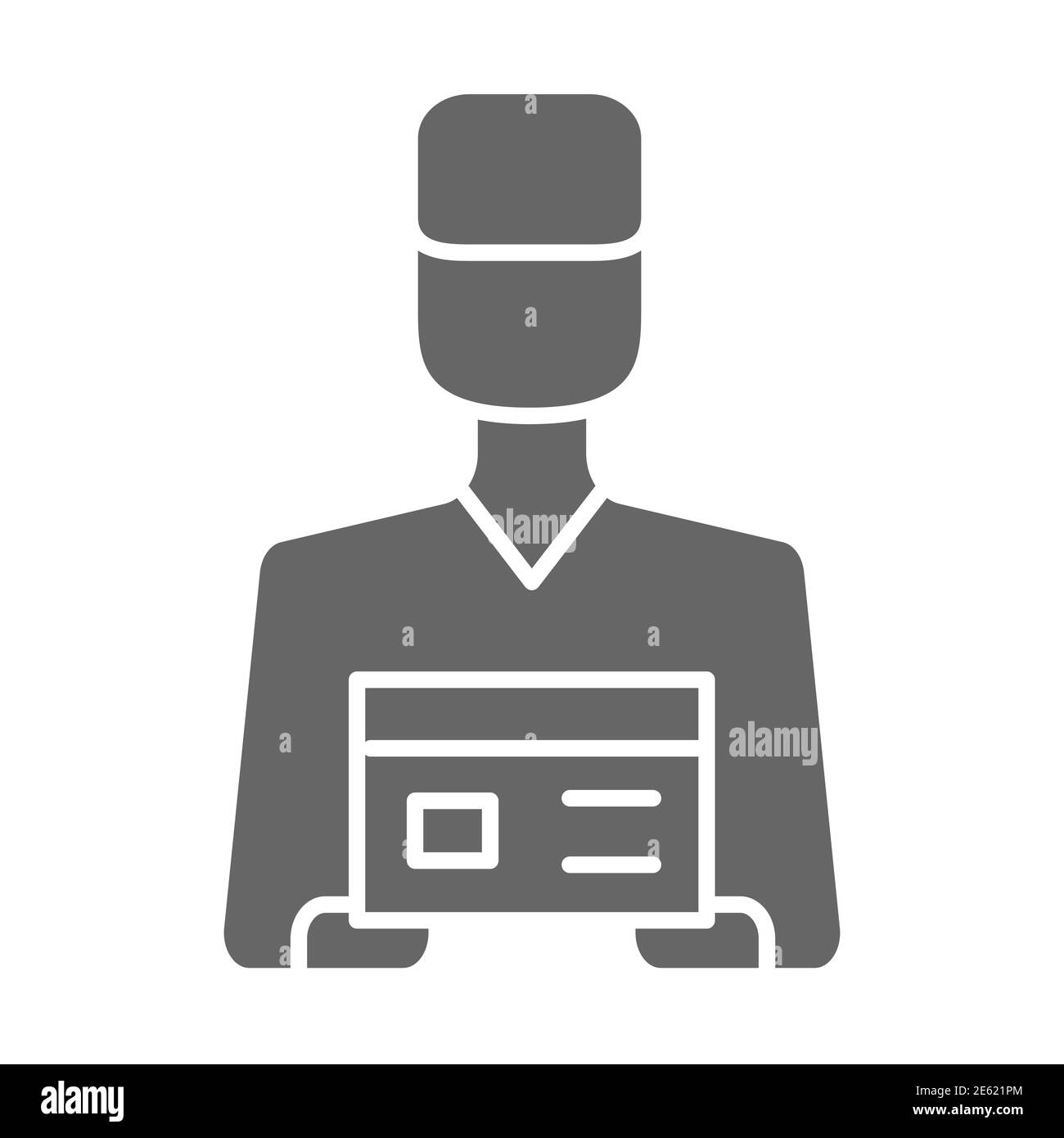 Courier delivery service solid icon, logistics symbol, Delivery man ...