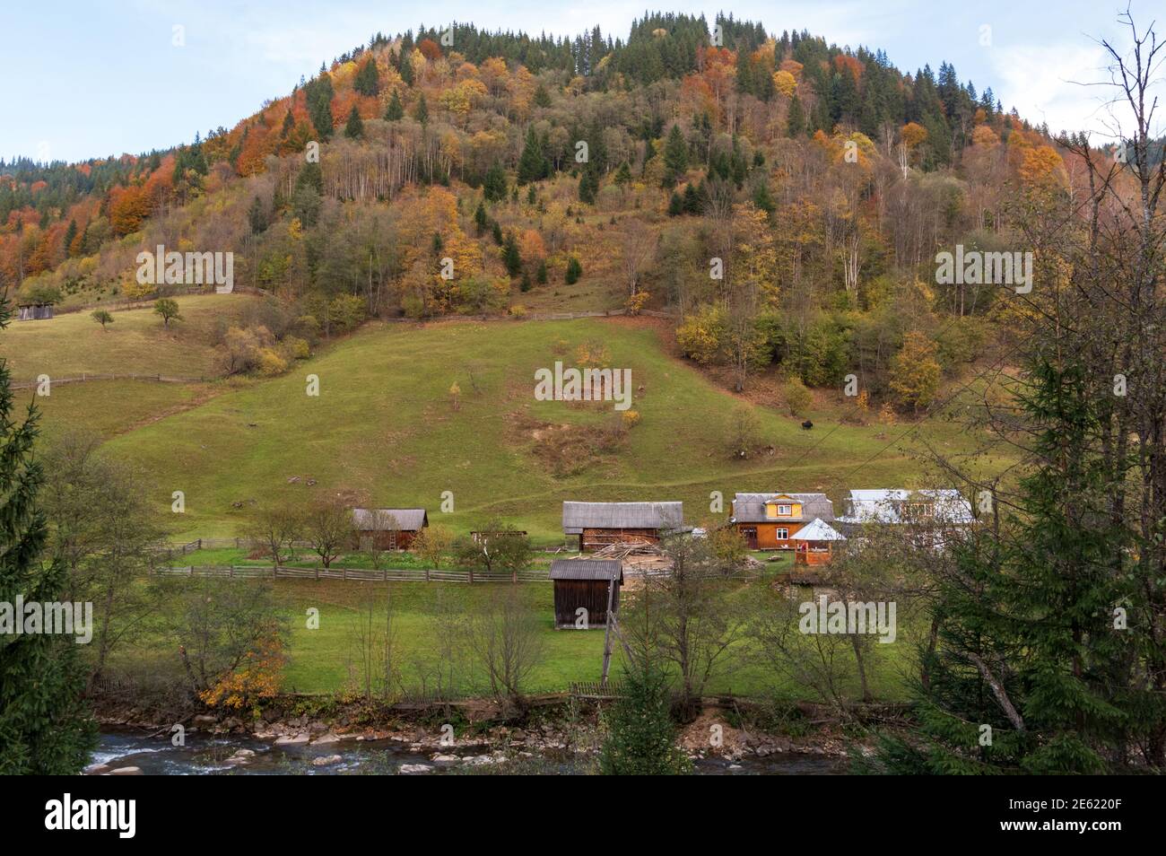 A village in a mountainous area. Life in the mountains. People living ...