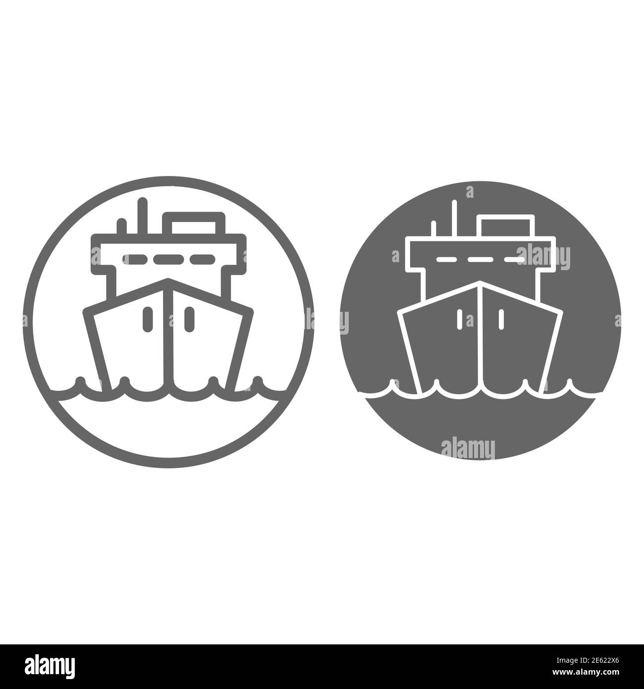 Shipping by sea line and solid icon, delivery symbol, Cargo ship vector ...