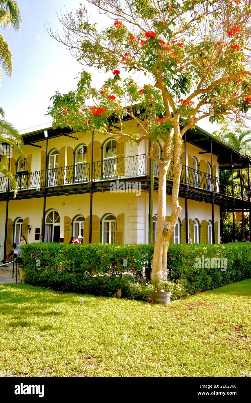 Ernest Hemingway House in Key West, Florida, FL USA. Southern most ...