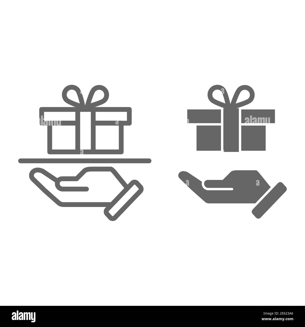 Parcel delivery line and solid icon, delivery symbol, gift box with ...