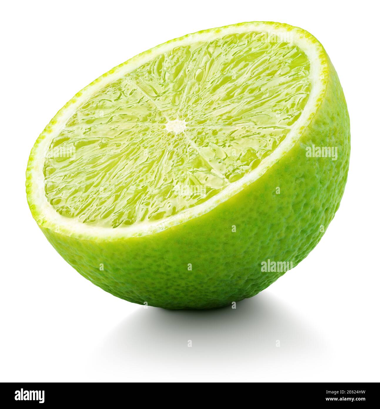 Half lime citrus fruit isolated on white background. Lime half with ...