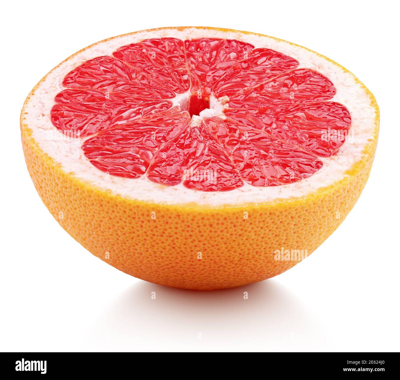 Front view of half grapefruit citrus fruit isolated on white background ...