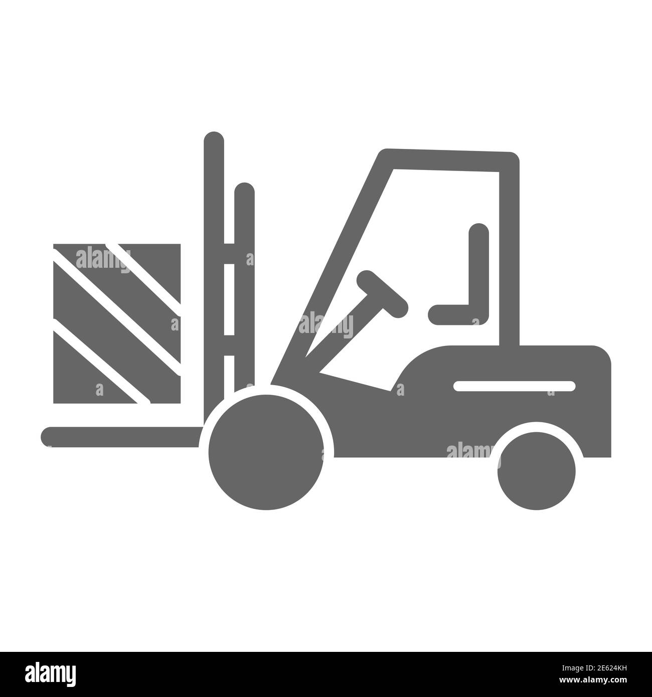 Forklift truck delivery solid icon, logistics symbol, Cargo packaging ...