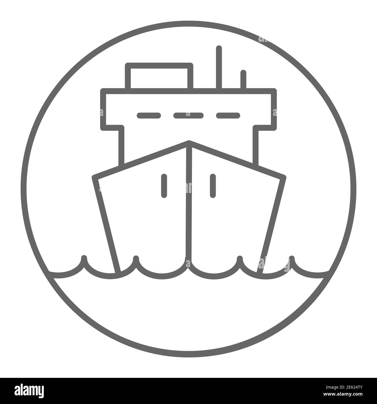 Shipping by sea thin line icon, delivery symbol, Cargo ship vector sign on white background ...