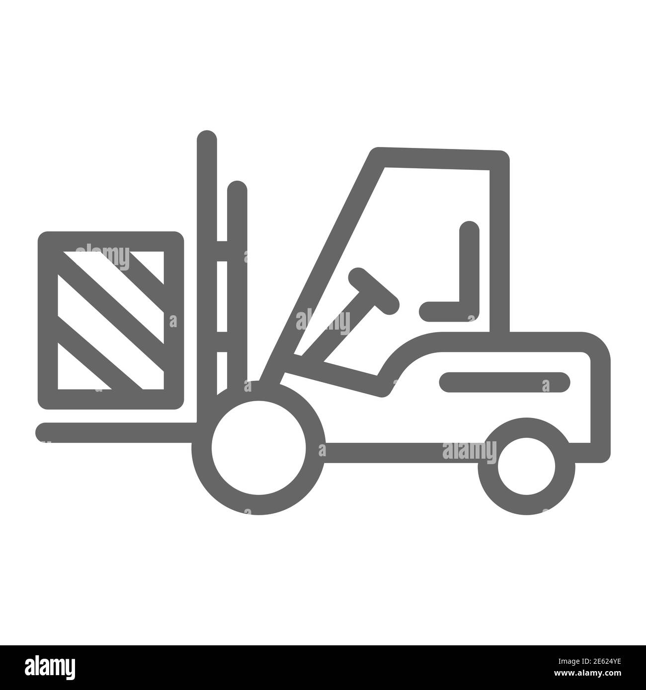 Forklift truck delivery line icon, logistics symbol, Cargo packaging ...