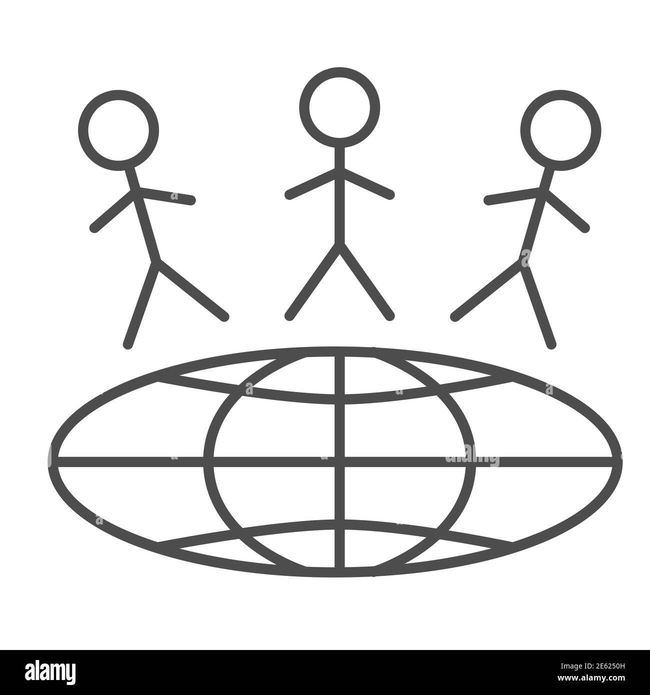Children around world thin line icon, World children day concept, earth ...