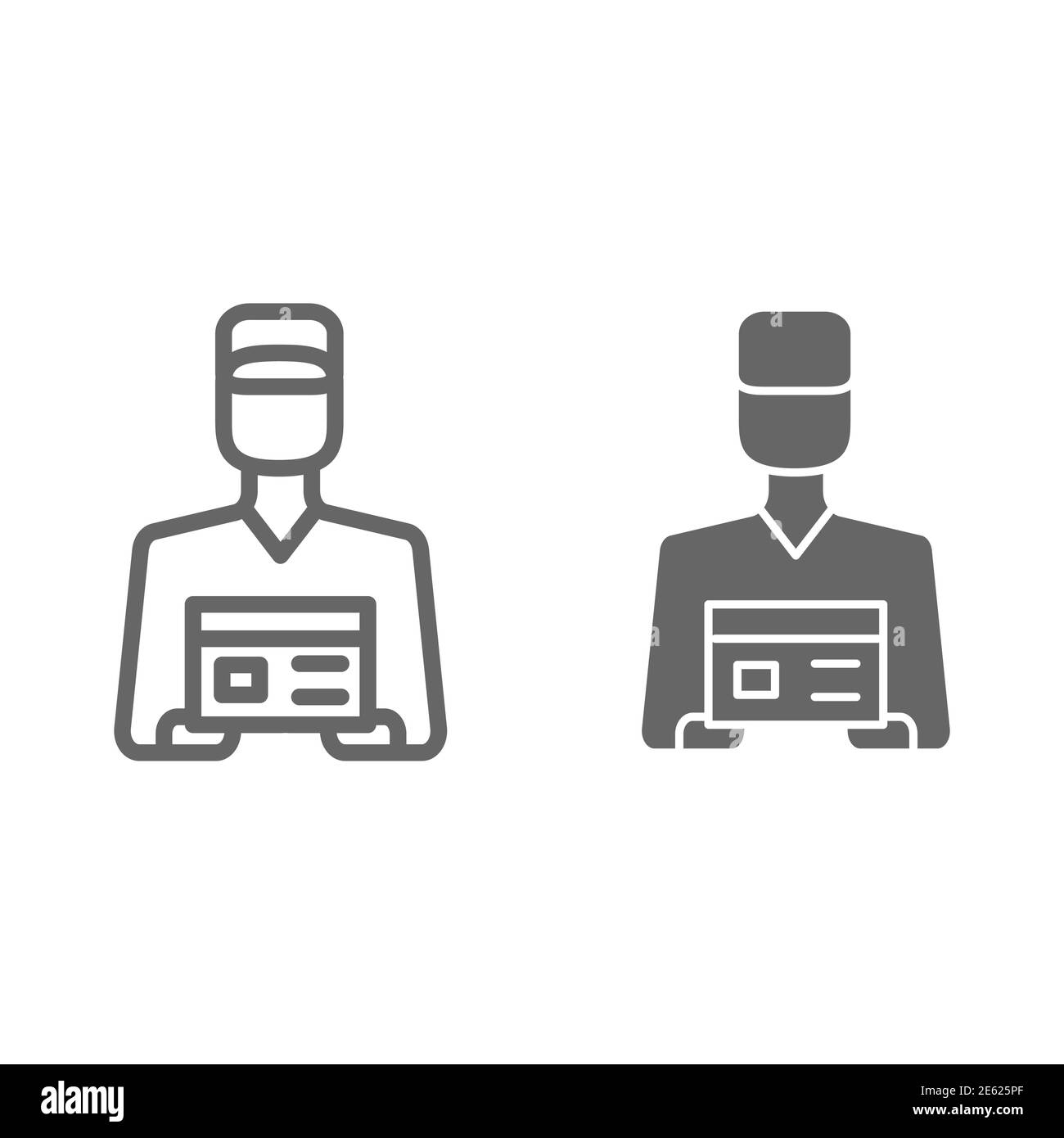 Delivery service worker holding Black and White Stock Photos & Images ...