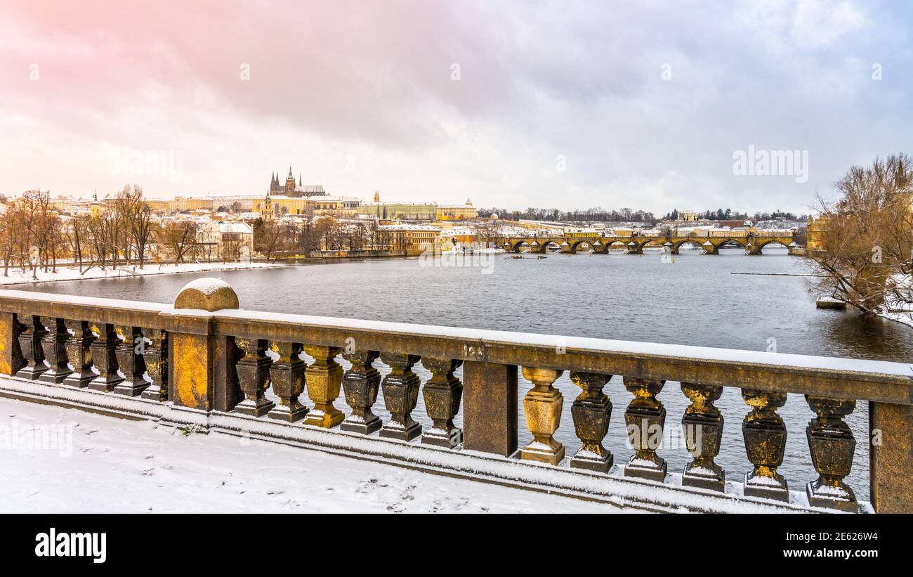 Winter Prague Panoramic Cityscape Stock Photo - Alamy