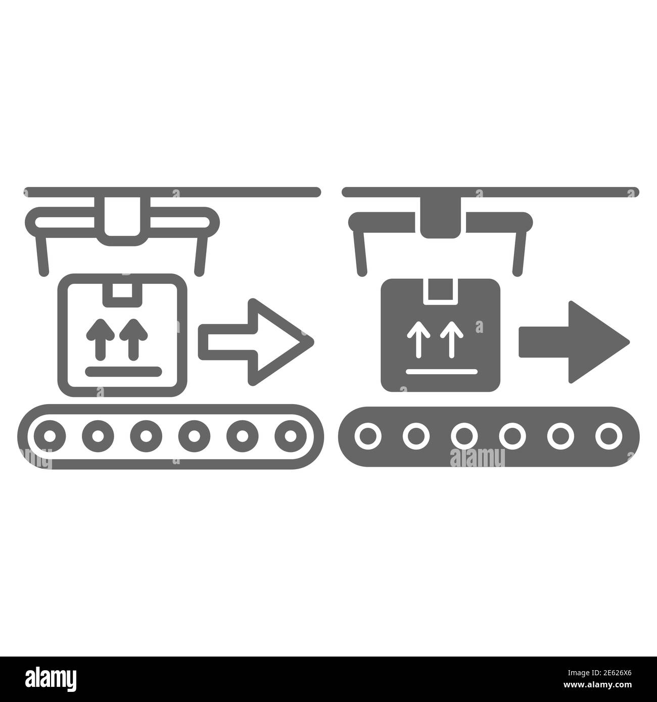 Conveyor shipping line and solid icon, delivery symbol, automatic ...