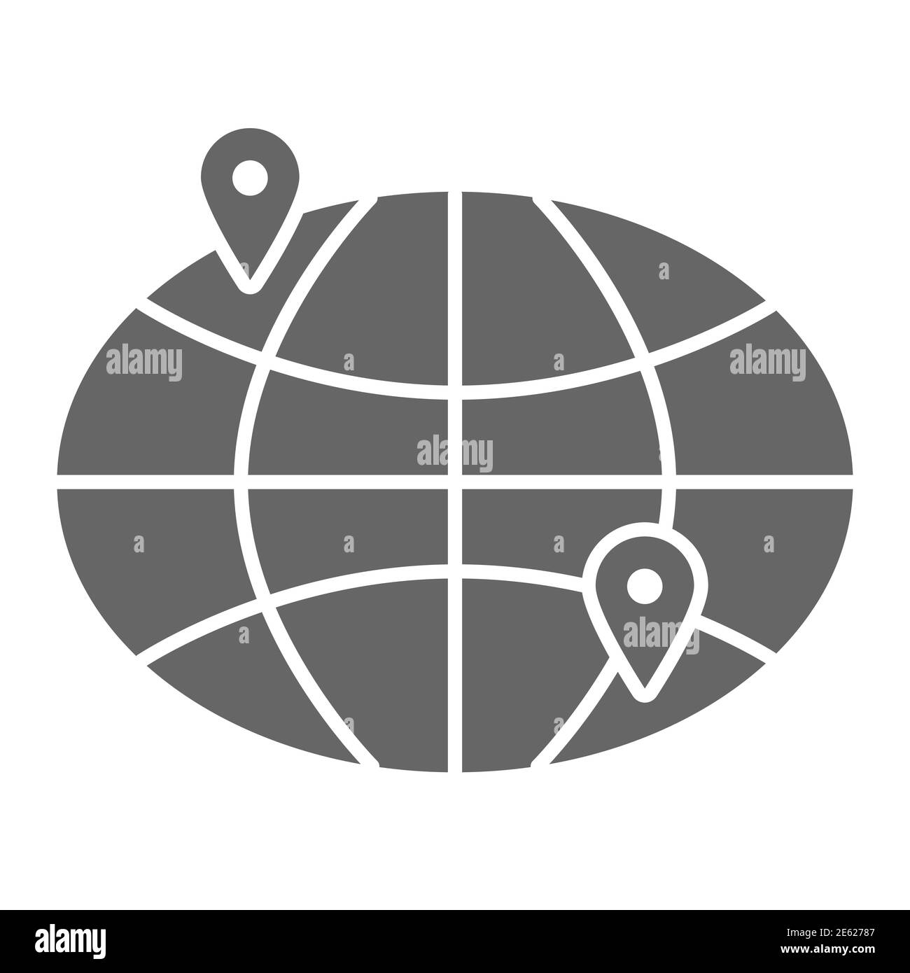 Delivery from one point of earth to another solid icon, delivery symbol ...