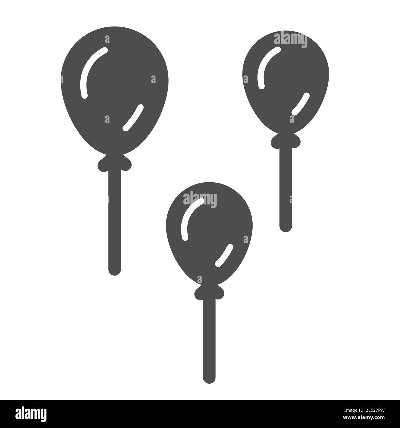 Balloons solid icon, childhood concept, air helium balloons vector sign ...