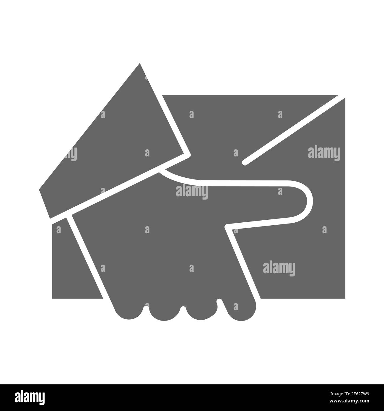 Courier delivery solid icon, logistics symbol, hand holding parcel or ...
