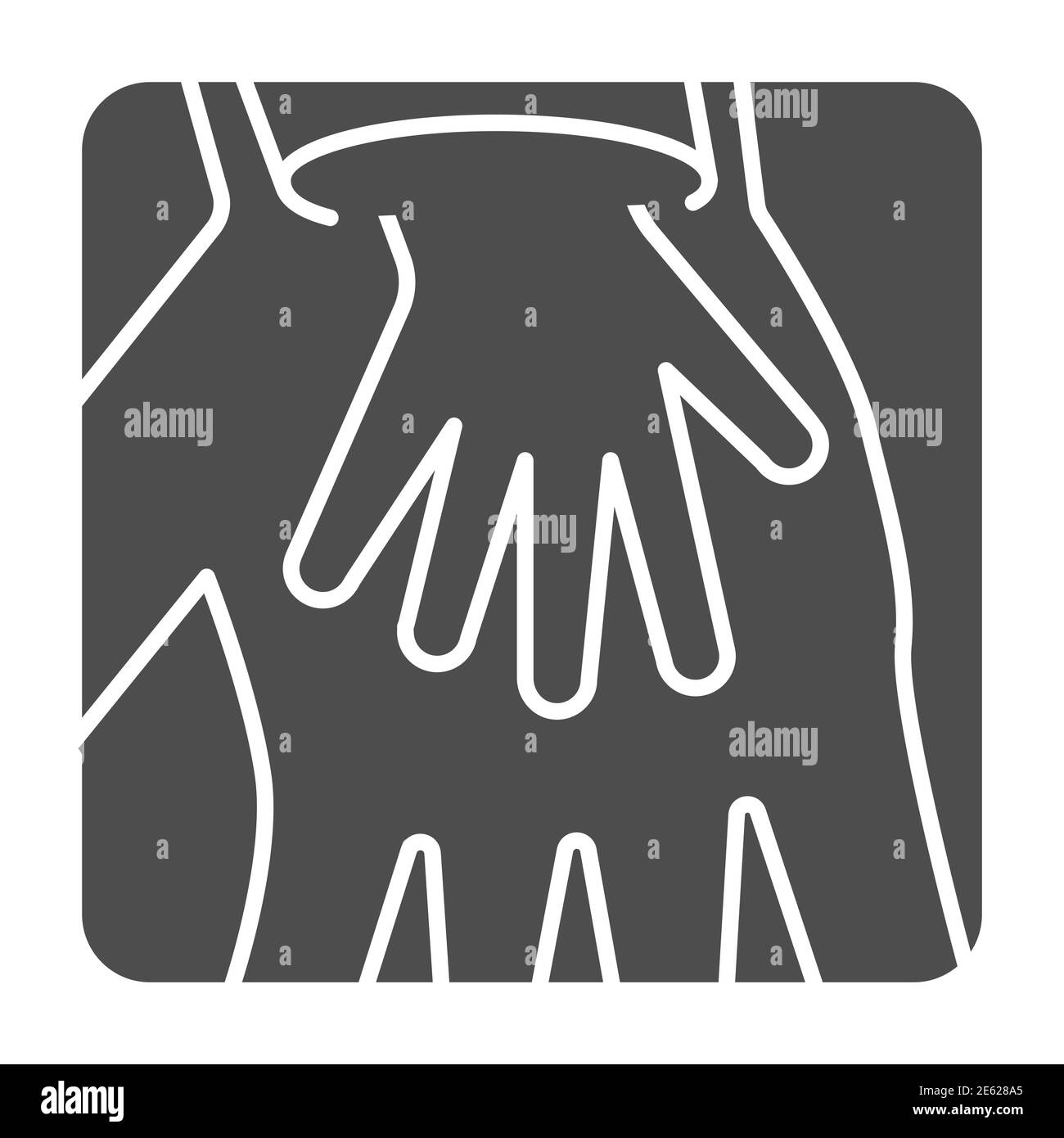 Child palm in adult hand solid icon, children protection symbol, two ...