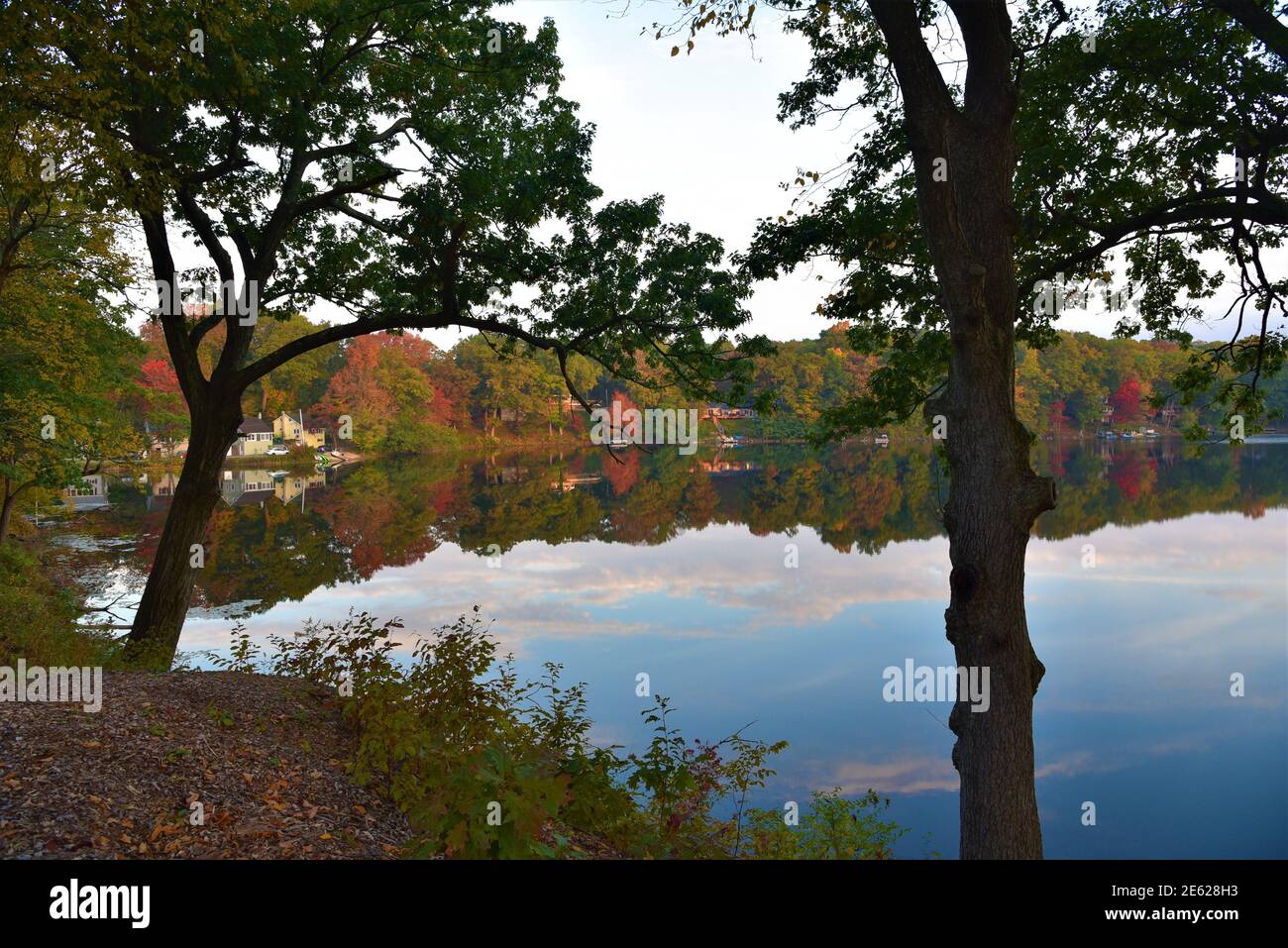 Fall Foliage on NJ Lake Stock Photo - Alamy
