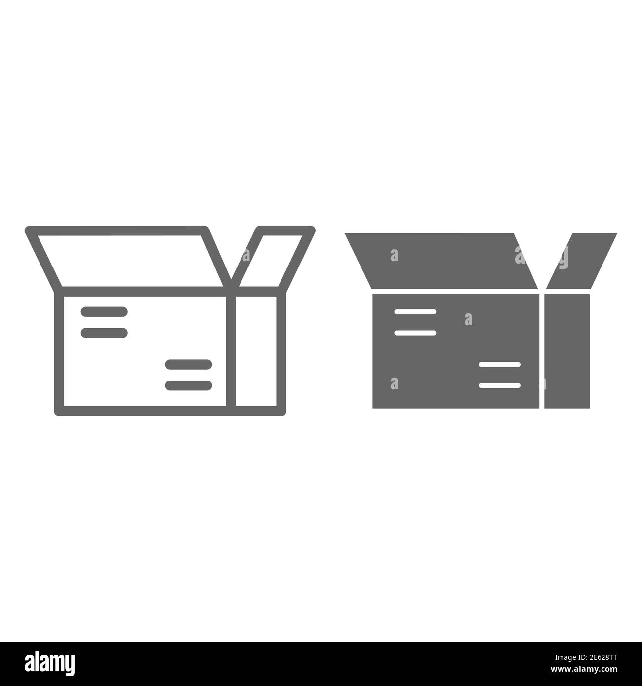 Parcel line and solid icon, delivery service symbol, open box vector ...